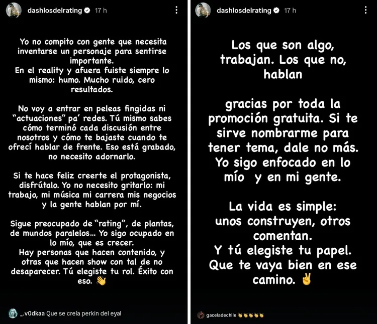 El duro descargo de Dash en redes tras pelea con Princeso en Mundos Opuestos: "Te cagaste entero"